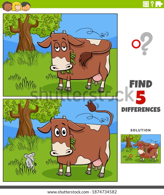 Cartoon Illustration Finding Differences Between Pictures Stock Vector ...