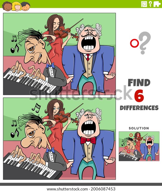 Cartoon Illustration Finding Differences Between Pictures Stock Vector ...