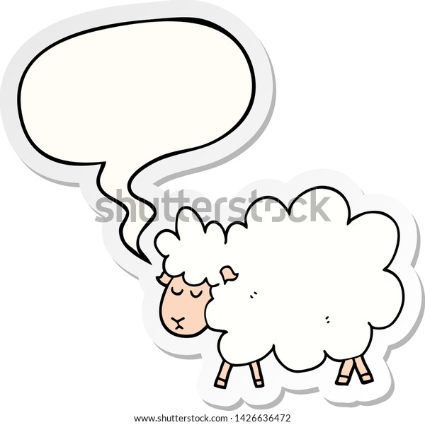 Cartoon Sheep Speech Bubble Sticker Stock Vector (Royalty Free ...