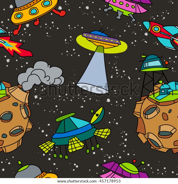 Cartoon Space Pattern Stock Vector (Royalty Free) 457178953 | Shutterstock