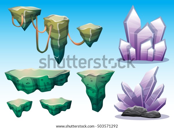 Cartoon Vector Floating Island Object Separated Stock Vector (Royalty ...