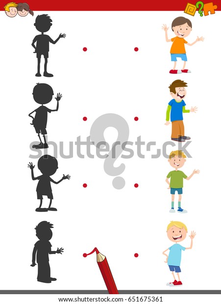 Cartoon Vector Illustration Assign Shadow Kid Stock Vector (Royalty ...