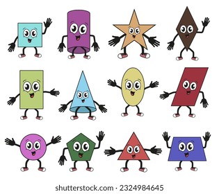 Cartoon Vector Illustration Basic Geometric Shapes Stock Vector ...