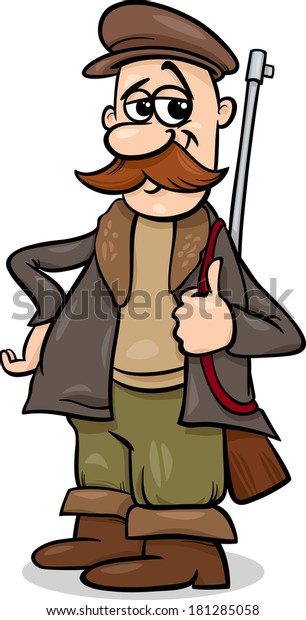 Cartoon Vector Illustration Hunter Character Little Stock Vector ...