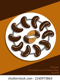 National Chocolate Covered Cashews Day Cashew Stock Vector (Royalty ...