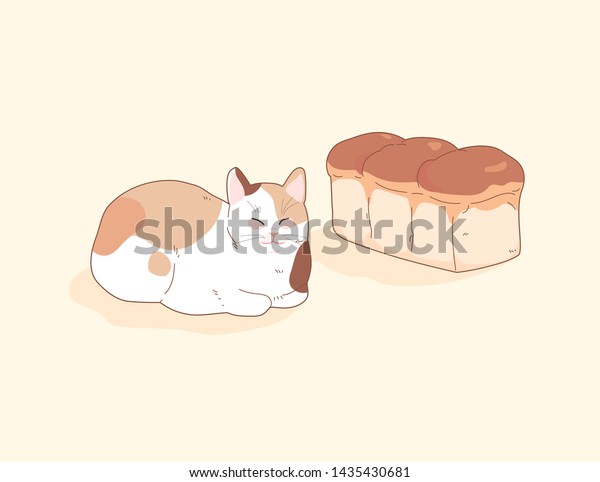 Cat Bread Pose Cat Bread Cute: vector de stock (libre de regalías ...
