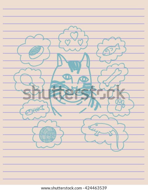 Cat Imagination Doodle Vector Art Stock Vector (Royalty Free) 424463539 ...
