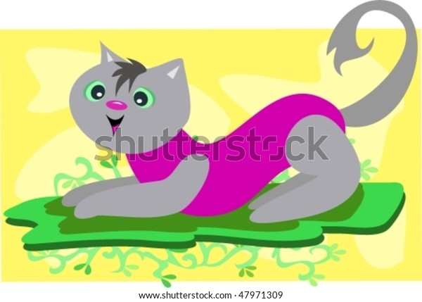 Cat On Mat Vector Stock Vector (Royalty Free) 47971309 | Shutterstock