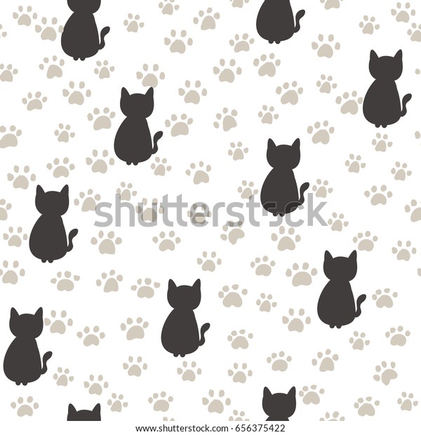 Cat Seamless Pattern Cat Art Background Stock Vector (Royalty Free ...