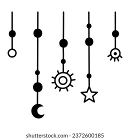 Celestial Border Frame Boho Divider Element Stock Vector (Royalty Free ...