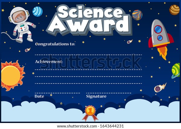Certificate Template Science Award Space Background Stock Vector ...