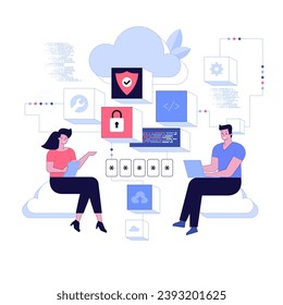 Characters Using Cyber Security Services Protect Stock Vector (Royalty Free) 2393201625 ...