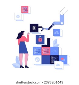 Characters Using Cyber Security Services Protect Stock Vector (Royalty Free) 2393201643 ...