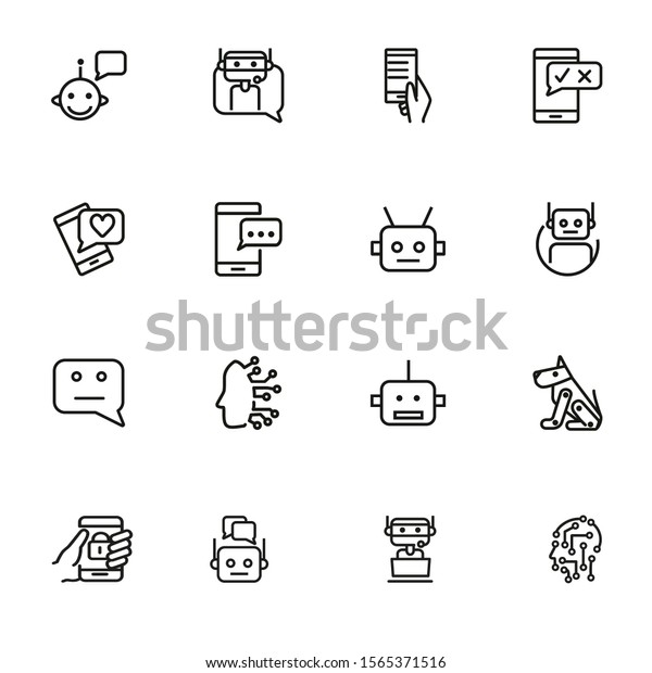 Chat Bot Line Icon Set Robot Stock Vector (Royalty Free) 1565371516 ...