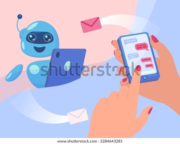 Chatbot Talking Customer Vector Illustration Hand Stock Vector (Royalty ...