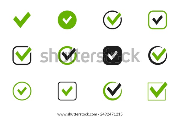 Check Mark Icon Set Checkmarks Confirm Stock Vector (Royalty Free ...