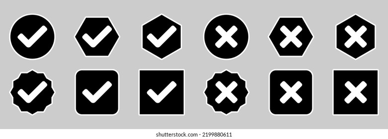 Check Mark Icon Set Cross Mark Stock Vector (Royalty Free) 2035860263 | Shutterstock