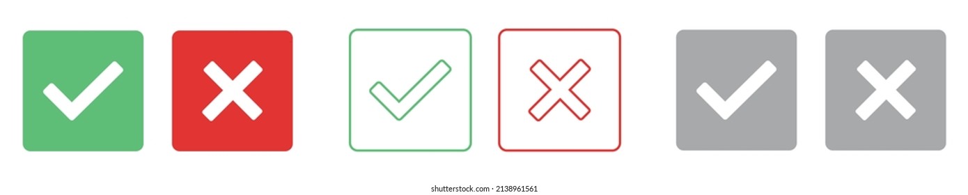 Check Wrong Square Marks Tick Cross Stock Vector (Royalty Free ...