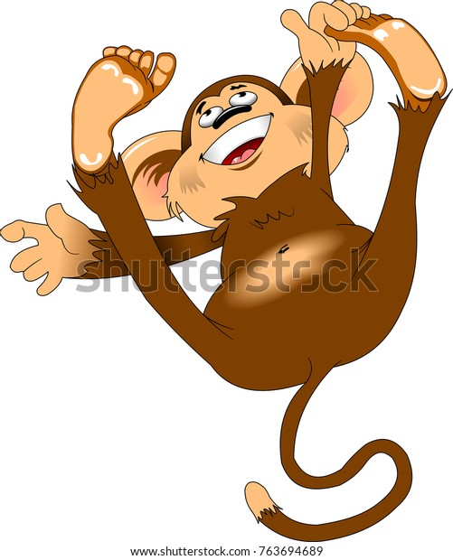 Cheerful Monkey Laughing Jumping Vector Illustration Stock Vector ...
