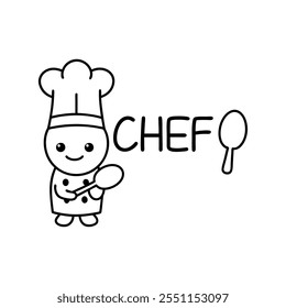 Chef Vector Outline While Background Art Stock Vector (Royalty Free ...