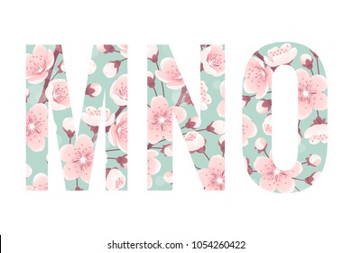 Cherry Blossom Alphabet Set Retro Spring Stock Vector (Royalty Free ...