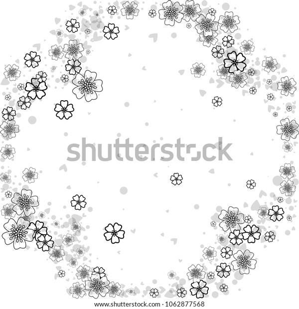 Cherry Blossom Rounded Frame Border Isolated Stock Vector (Royalty Free ...