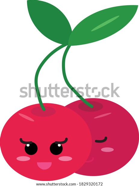 Cherry Cute Smiling Face Vector Flat Stock Vector (Royalty Free ...