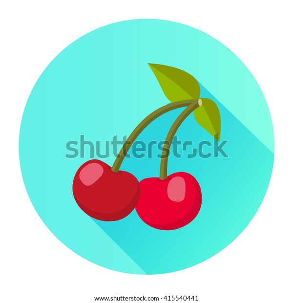Cherry Flat Design Isolated On Circle Stock Vector (Royalty Free ...