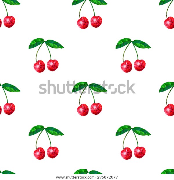 Cherry Seamless Pattern Leaf Triangles Stock Vector (Royalty Free ...