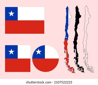 Chile Map Flag Set Vector Stock Vector (Royalty Free) 2107522223 ...