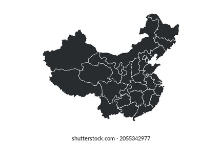 Black Outline Vector Map China Regions Stock Vector (Royalty Free ...