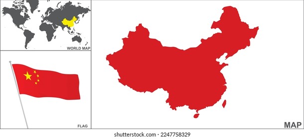 China Map Flag Vector Stock Vector (Royalty Free) 2247758329 | Shutterstock