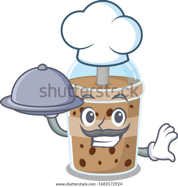 Chocolate Bubble Tea Chef Cartoon Character: เวกเตอร์สต็อก (ปลอดค่า ...