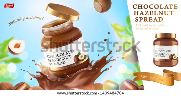 Chocolate Hazelnut Spread Ads Splashing Liquid Stock Vector (Royalty ...
