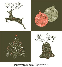 Christmas Set Hand Drawn Vector Illustration Stock Vector (Royalty Free ...