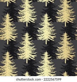 Christmas Tree Seamless Pattern Noel Gold Stock Vector (Royalty Free ...
