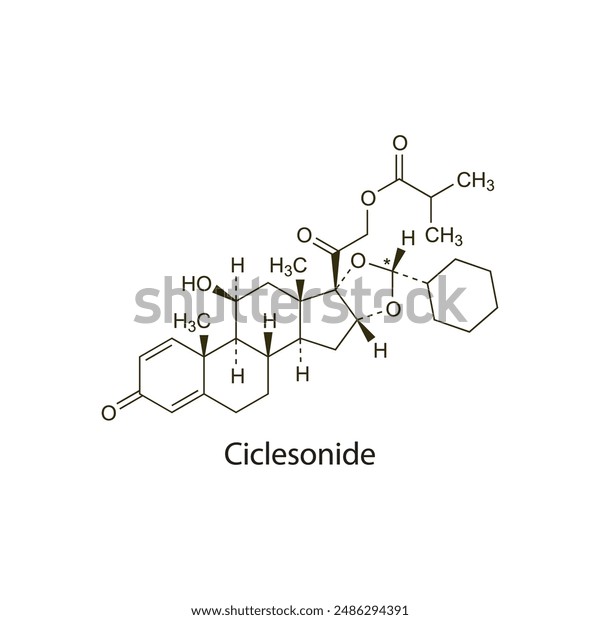 Ciclesonide Flat Skeletal Molecular Structure Corticosteroid Stock ...