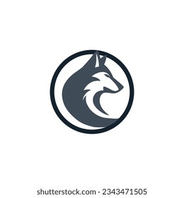 Circle Wolf Logo Vector Design Template Stock Vector (Royalty Free ...