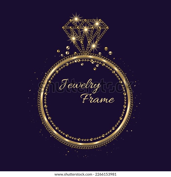 Circular Golden Frame Shape Ring Diamond Stock Vector (Royalty Free ...
