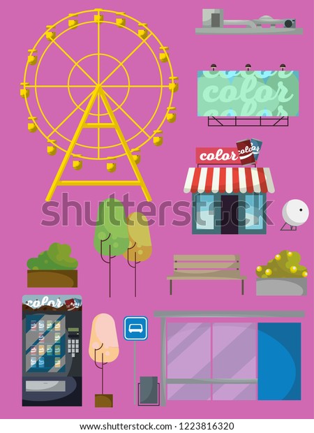 City Objects Flat Graphics Stock Vector (Royalty Free) 1223816320 ...