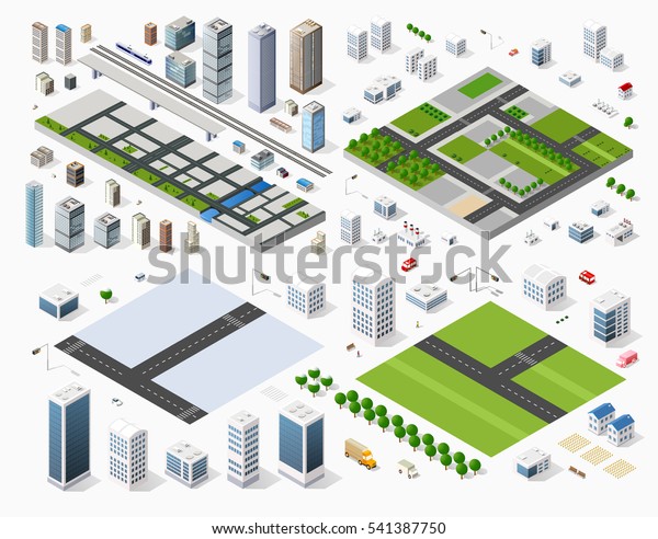 Cityscape Design Elements Isometric Building City Stock Vector (Royalty ...