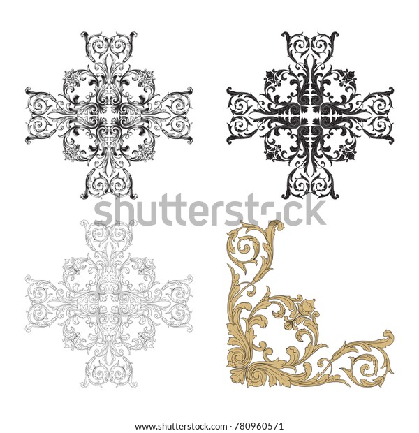 Classical Baroque Vector Set Vintage Elements Stock Vector (Royalty ...