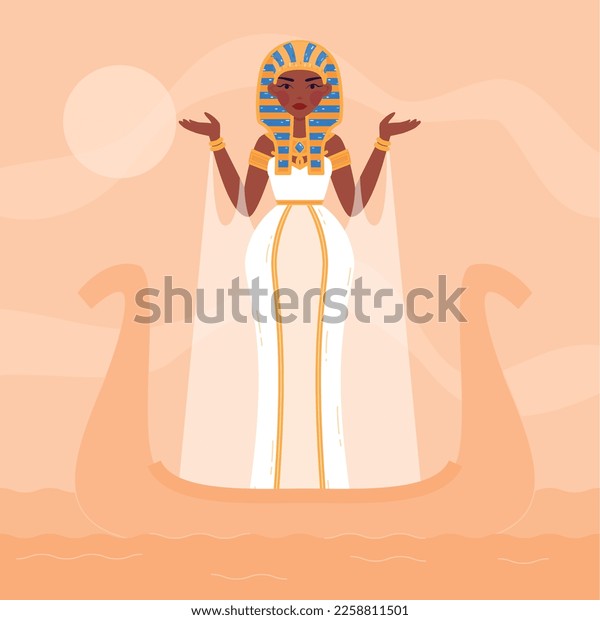 Cleopatra Vector Illustration Design Egyptian Queen Stock Vector ...