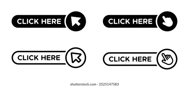 Click Here Button Arrow Pointer Flat Stock Vector (Royalty Free) 2525087381 | Shutterstock