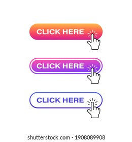 Click Here Button Set Hand Pointer Stock Vector (Royalty Free) 1908089908 | Shutterstock