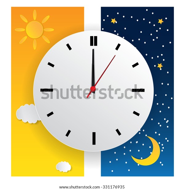 Clock Day Night Concept Clock Face Stock Vector (Royalty Free ...