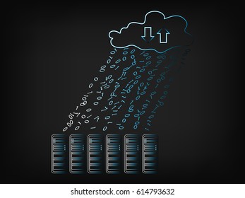 Vector Cloud Binary Code Rain Upload Stock Vector (Royalty Free ...
