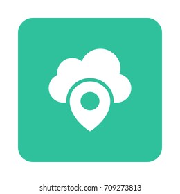 Cloud Location Icon Simple Color Outline Stock Vector (Royalty Free ...