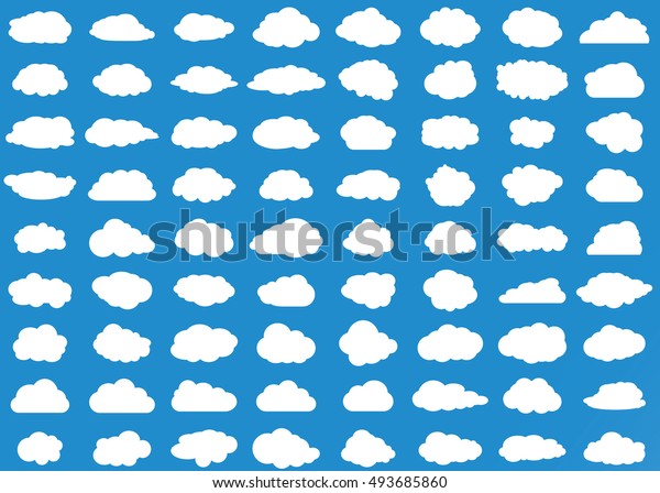Cloud Vector Icon Set White Color Stock Vector (Royalty Free) 493685860 ...