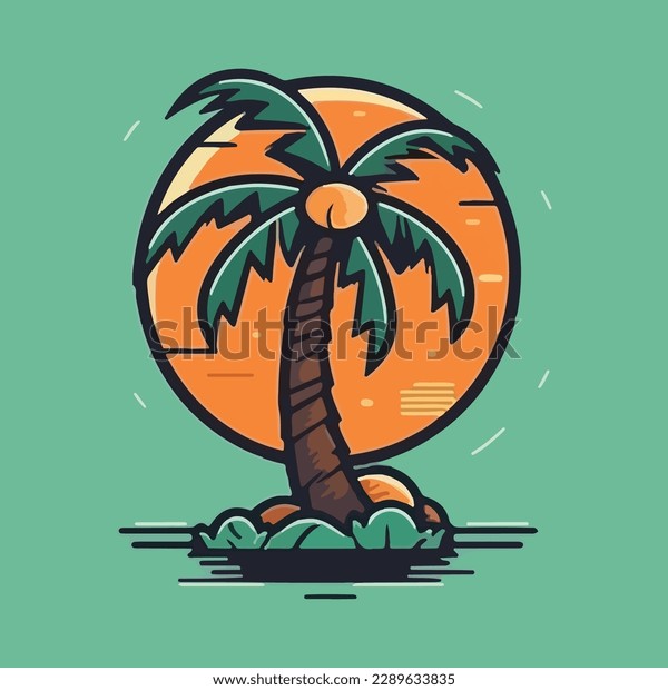 Coconut Tree Cartoon Style Vector Art Stock Vector (Royalty Free ...